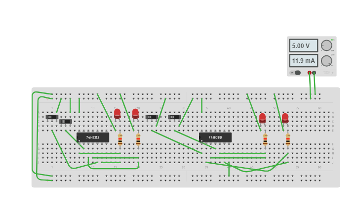 Circuit design latch using nor,nand | Tinkercad