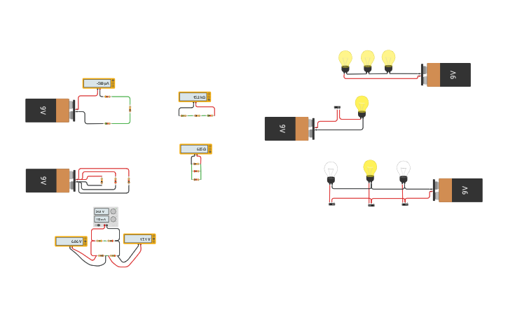 Circuit design Series & Parallel Examples - Tinkercad