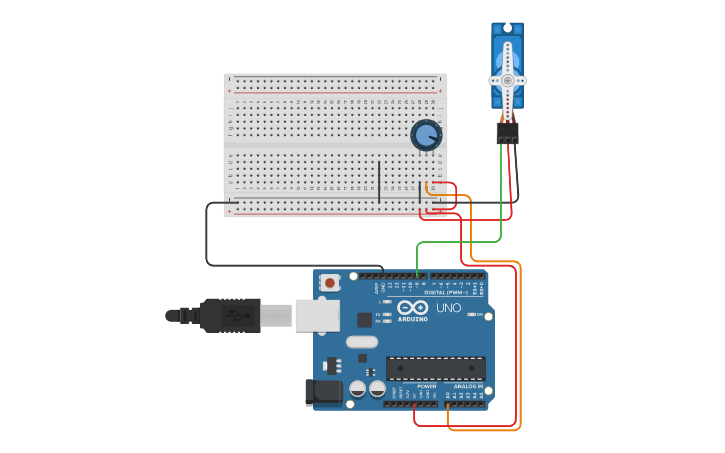 Circuit design Servo Motor | Tinkercad