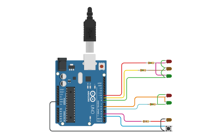 Circuit design Pedestrian Button Signal System - Tinkercad