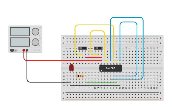 Circuit design esquemático protoboard - Tinkercad
