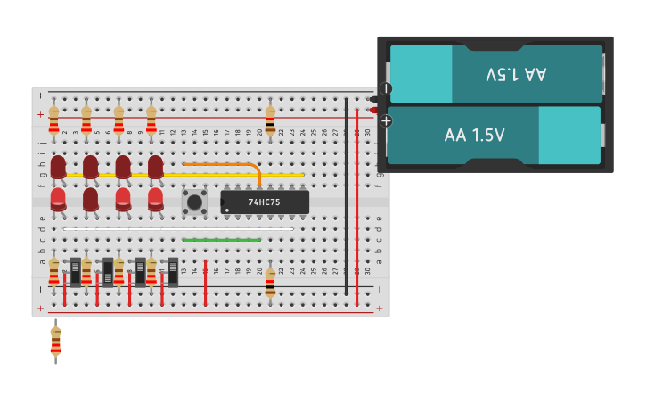 Circuit design 74HC75 - Tinkercad