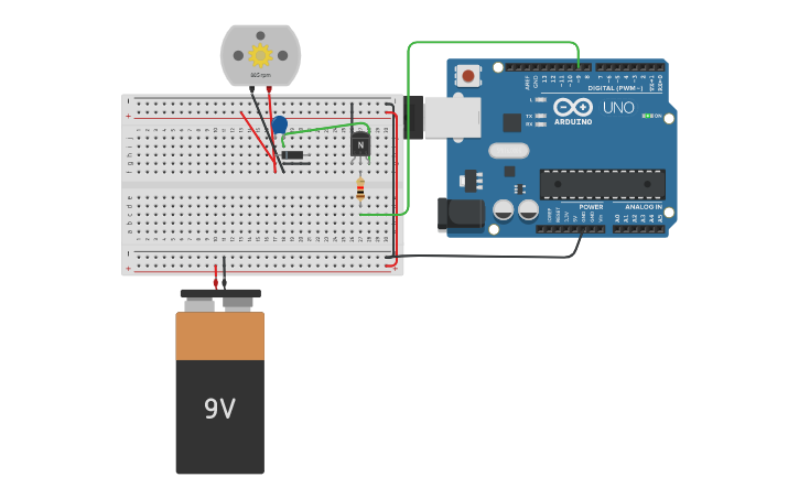 Circuit design dc motor back and forth - Tinkercad