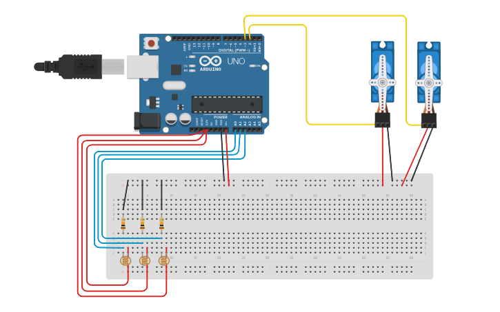 Circuit Design Automatic Solar Tracker Tinkercad
