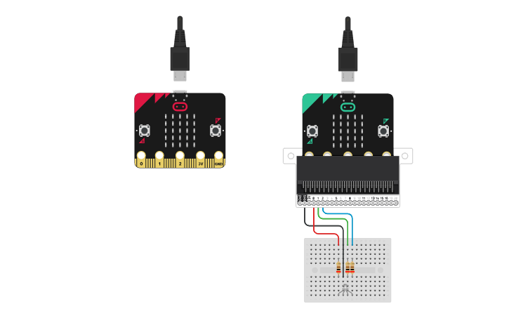 Circuit design MicroBit Radio example - Tinkercad