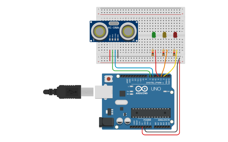 Circuit design sensor de proximidad - Tinkercad Circuit design sensor de proximidad - Tinkercad