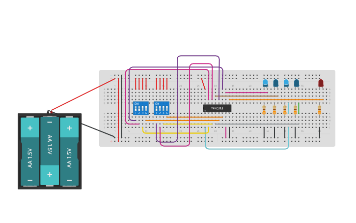 Circuit design Solution 4-bit Adder | Tinkercad