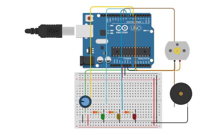Circuit design Overspeed Detector For Vehicle Control System - Tinkercad