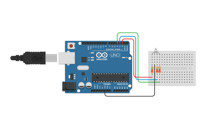 Circuit design EAF2 - Ejercicio 1 - LED RGB - Tinkercad