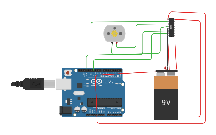 Circuit design Control direction of motor with L293D ic - Tinkercad