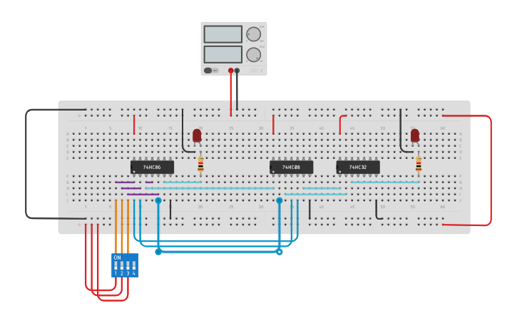 Circuit design Full Adder Using Gates - Tinkercad