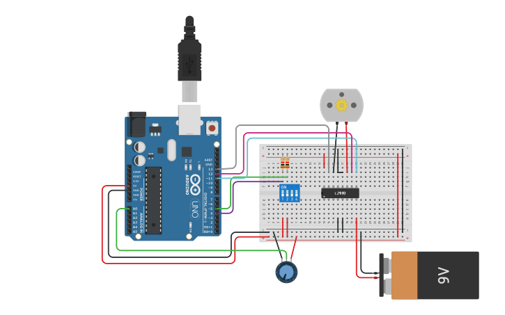 Circuit design Control de Motor Denisse - Tinkercad