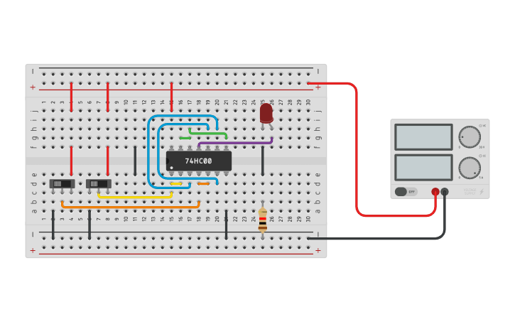 Circuit design NOR Gate using NAND - Tinkercad