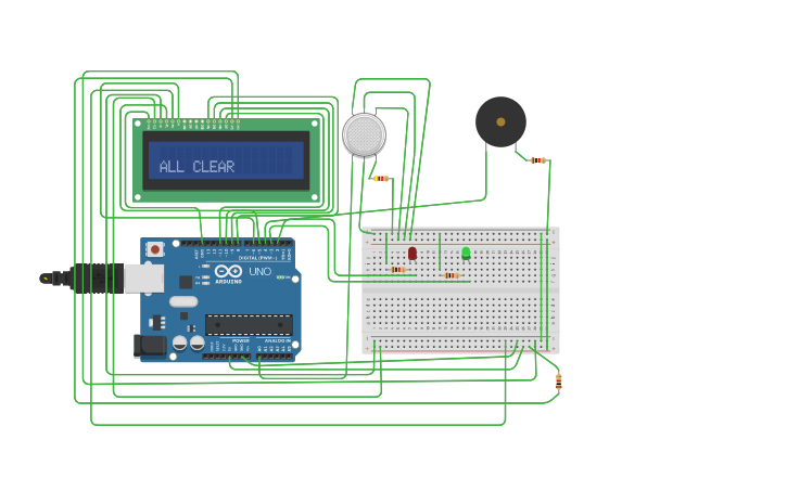 Circuit design Gas Detecter - Tinkercad