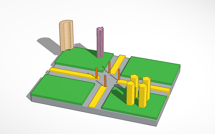 3D design Traffic Light Intersection Project Model - Tinkercad