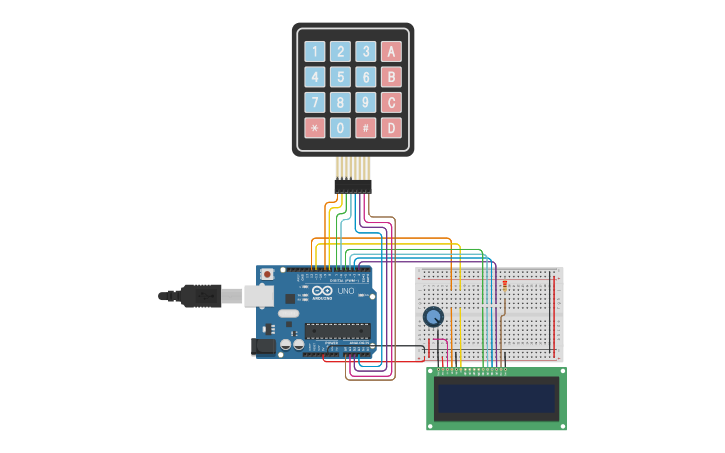 Circuit design Copy of Keypad and LCD - Tinkercad