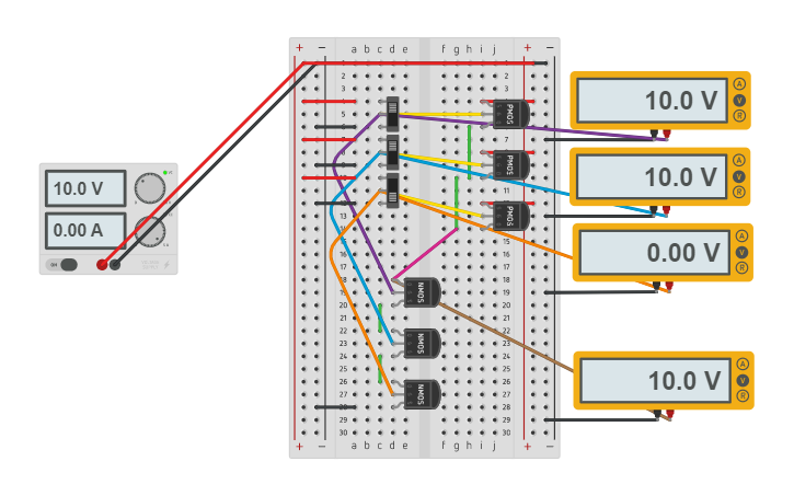 Circuit design 3 input NAND GATE using CMOS - Tinkercad