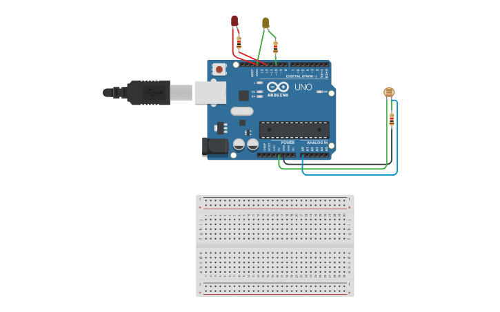 Circuit design LDR - Tinkercad