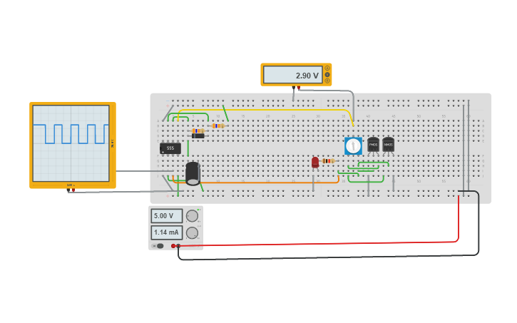 Circuit design NE555 frequency regulation using only 5 pin - Tinkercad