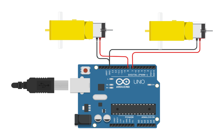 Circuit design Day2 05 Control 2 motors with Arduino - Tinkercad