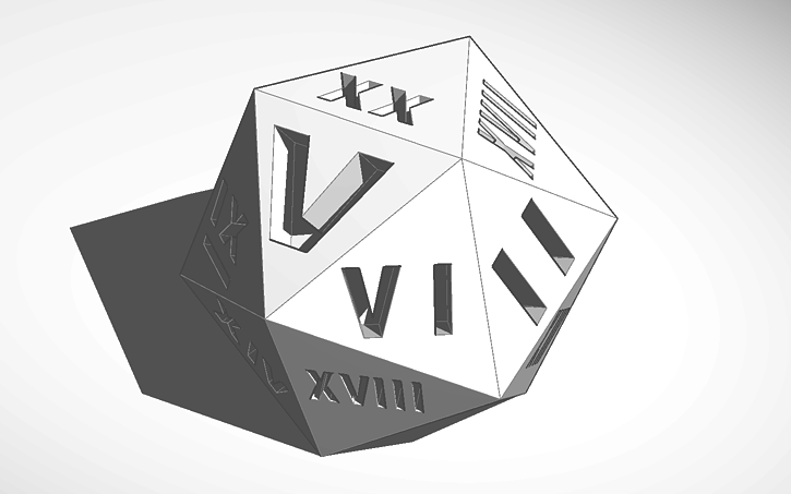 3D design roman-numeral D20 | Tinkercad