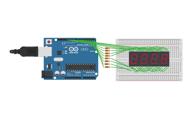 Circuit design simple counter | Tinkercad