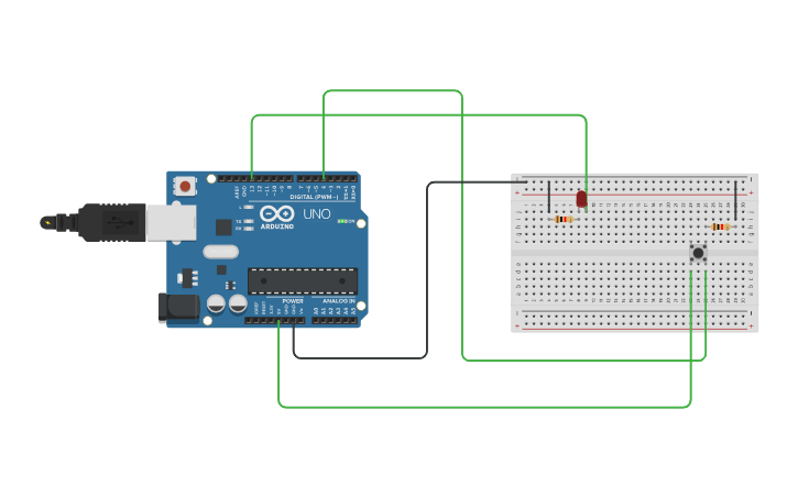 Circuit design led using switch - Tinkercad