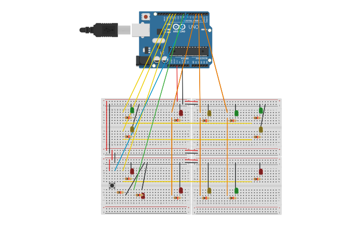 Circuit design traffic light - Tinkercad