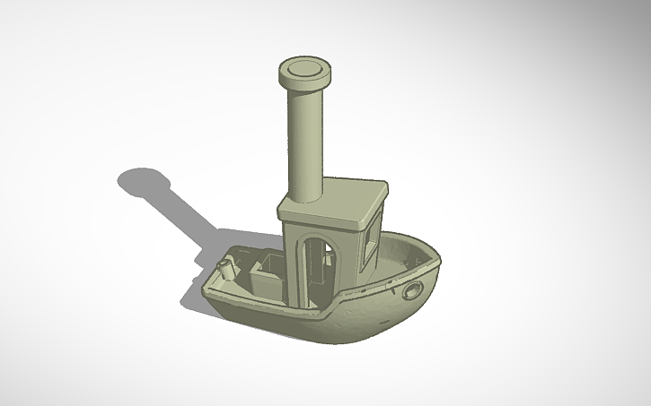 3D design boat with tall smokestack - Tinkercad