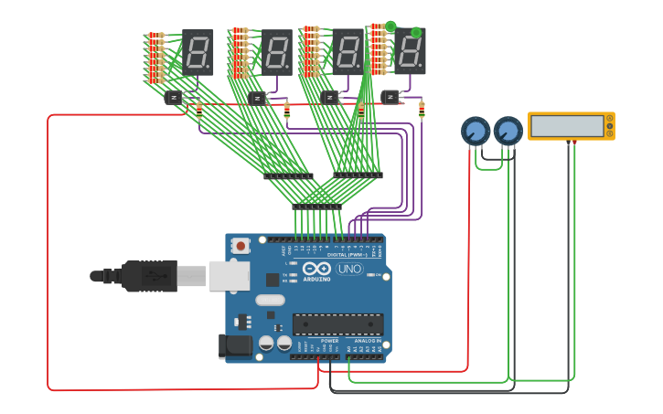 Circuit design Arduino-Kurs 7Seg-Voltmeter - Tinkercad