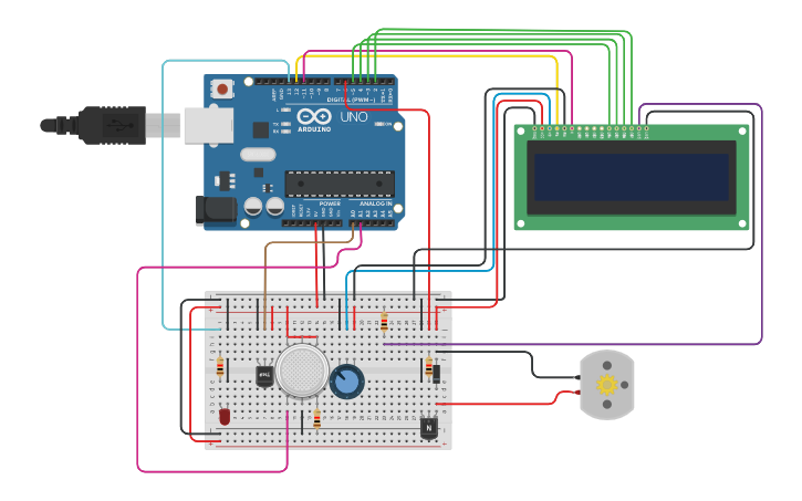 Circuit design Automatic Room Temprature control system | Tinkercad