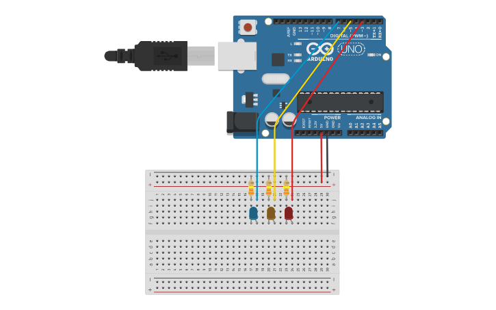 Circuit design Secuencia de Luces - Tinkercad