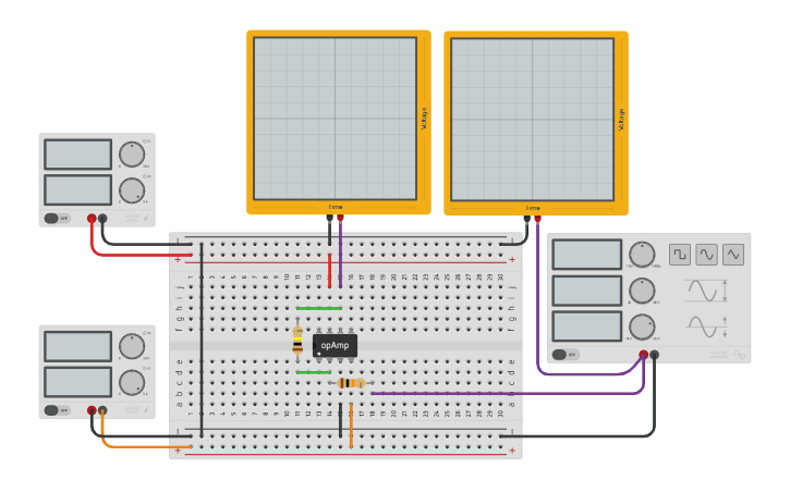 Circuit design Inverting Amplifier (op-amp) | Tinkercad