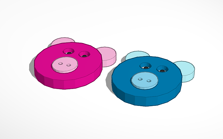 3D design Pig Buttons!! - Tinkercad