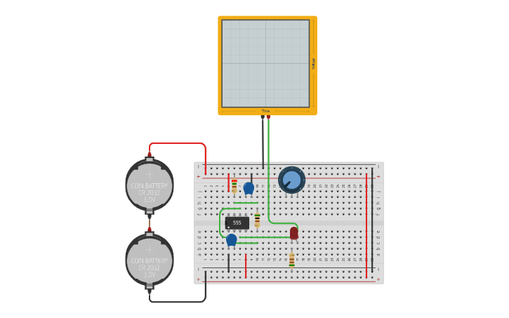Circuit design U3: Timer 555 - Tinkercad