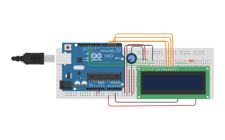 Circuit design Projeto 1 - LCD + Arduino (Carregando...) | Tinkercad