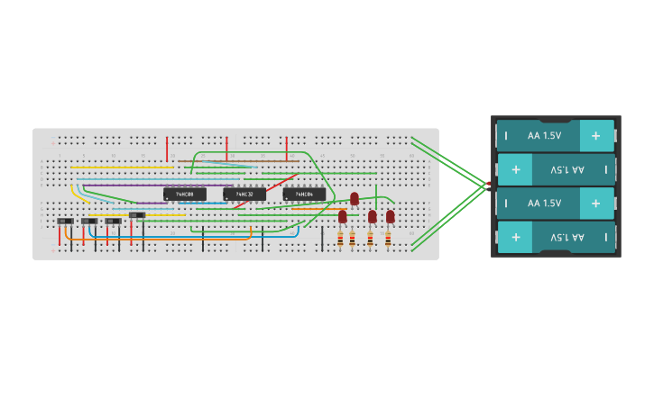 Circuit design BCD TO EX3 | Tinkercad