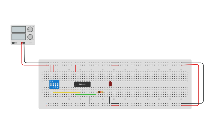 Circuit design Porta NOR 7402 | Tinkercad