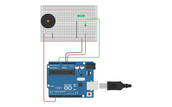 Circuit design tilt buzzer | Tinkercad
