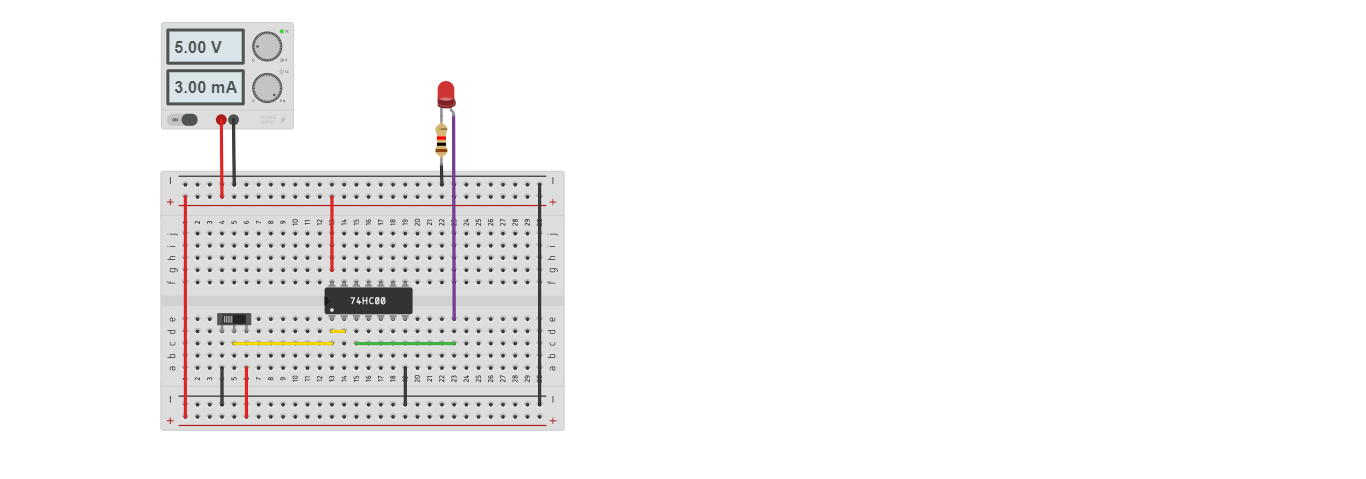Circuit design EXP2:NOT gate using NAND GATE - Tinkercad