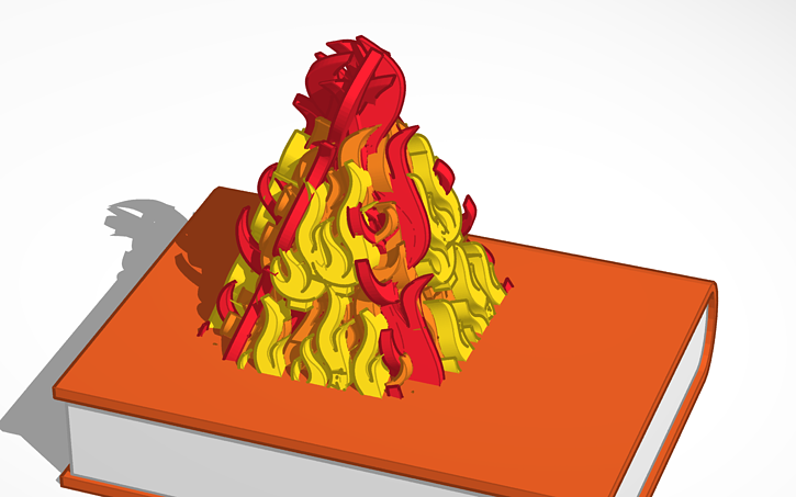 3D design book on fire | Tinkercad