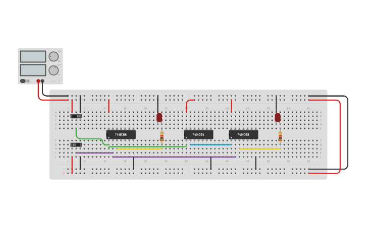 Circuit design Half Subtractor using Logic gate | Tinkercad