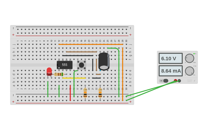 Circuit design 555 Monostable - Tinkercad