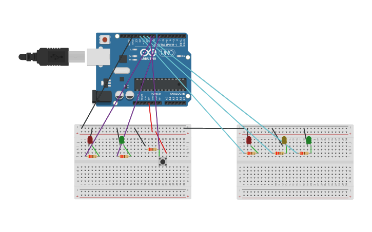 Circuit design interactive traffic light - Tinkercad