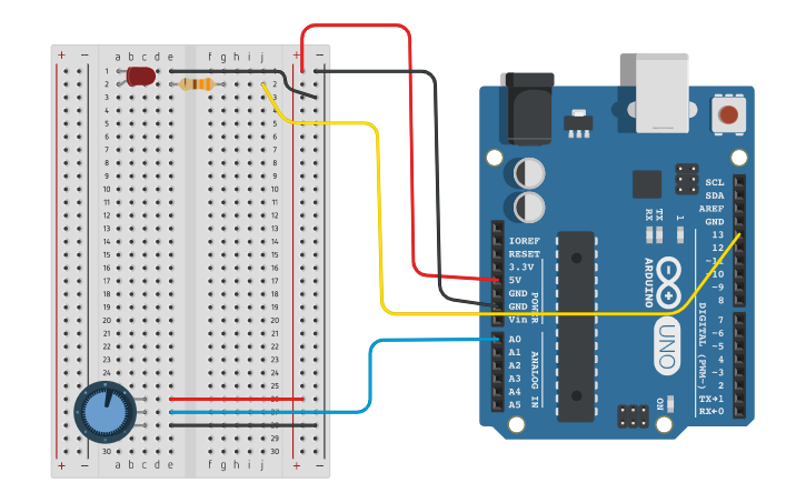 Circuit design EPAA Circuit 1B Potentiometer - Tinkercad