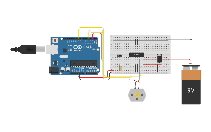 Circuit design B. DC MOTOR CONTROL USING AN H-BRIDGE - Tinkercad