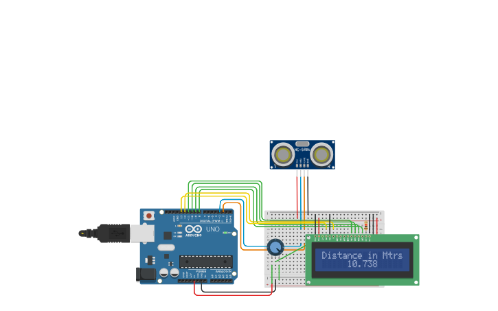Circuit design Distance Sensor between Wearableand Water point - Tinkercad