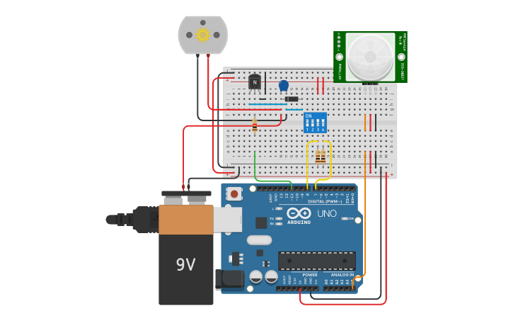 Circuit Design Exercise 5 E Dc Motor With Pir Sensor Tinkercad