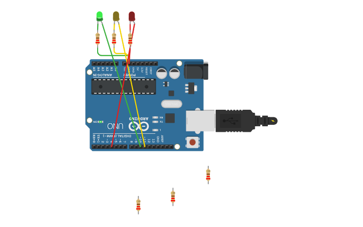 Circuit design arduino-un semaforo - Tinkercad