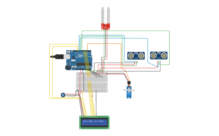 Circuit design smart dustbin 2 - Tinkercad